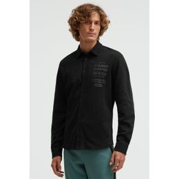 CAMP DAVID Herren Langarmhemdschwarz, Gr. M, bedruckt, Jersey, Material: 100% Baumwolle, Hemden, mit Kentkragen