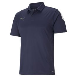 Puma Herren Poloshirt "TEAMLIGA SIDELINE POLO", blau, Gr. S, unifarben, Interlock, Obermaterial: 100% Polyester, Shirts, gerade Passform, Kurzarm,