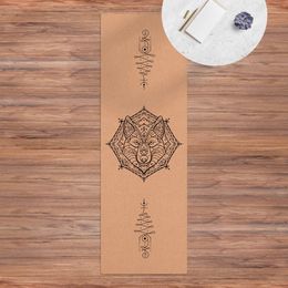 Bilderwelten Kork-Teppich Orientalisch schwarz Tiere Korkmatte - Mandala Wolf - Mandala Wohnzimmer Schlafzimmer