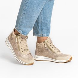 Ara Damen Schn&uuml;rboots "OSAKA", Gr. 8, beige, Glattleder, Veloursleder, Schuhe, High Top-Sneaker, Schn&uuml;rschuh, Freitzeitschuh in Komfortweite G
