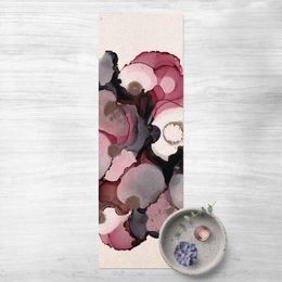Bilderwelten Kork-Teppich Abstrakt rosa originell Aquarell - Pink-Beige Tropfen mit Ros&eacute;gold - Deko Wohnzimmer Schlafzimmer