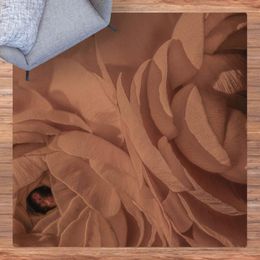 Bilderwelten Kork-Teppich Motiv rosa Korkmatte - Err&ouml;tete Bl&uuml;te - Rose Wohnzimmer Schlafzimmer