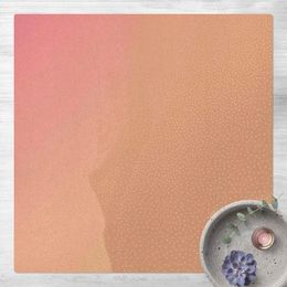 Bilderwelten Kork-Teppich Abstrakt rosa Korkmatte - Abstrakte Punktlandschaft Abendrot - Punkte Wohnzimmer Schlafzimmer