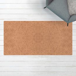 Bilderwelten Kork-Teppich modern beige Spirituell Aquarell - Mandala Aquarell Muster Ornament beige - Ornamente Wohnzimmer Schlafzimmer