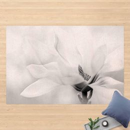 Kork-Teppich - Zarte Magnolienbl&uuml;te Schwarz-Wei&szlig; - Landhaus schwarz weiss Blumen Korkmatte Deko Wohnzimmer Schlafzimmer