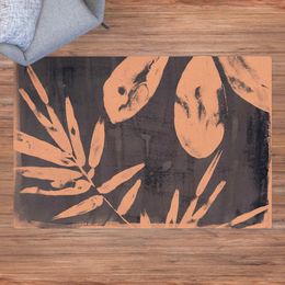 Bilderwelten Kork-Teppich Tropisch blau originell Korkmatte - Tropische Bl&auml;tter Indigo II - Pflanzen Wohnzimmer Schlafzimmer