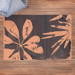 Bilderwelten Kork-Teppich Tropisch blau originell Korkmatte - Tropische Bl&auml;tter Indigo I - Pflanzen Wohnzimmer Schlafzimmer