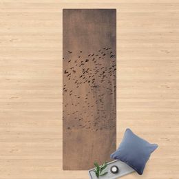 Bilderwelten Kork-Teppich modern blau Natur Aquarell - Schwarmverhalten - Sonnenuntergang Wohnzimmer Schlafzimmer
