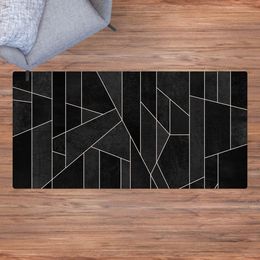 Bilderwelten Kork-Teppich Abstrakt schwarz weiss originell Korkmatte - Schwarz Wei&szlig; Geometrie Aquarell - Geometrisch Wohnzimmer Schlafzimmer
