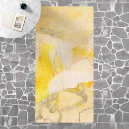 Bilderwelten Kork-Teppich Abstrakt gelb originell Korkmatte - Schneeberge im Sonnenlicht - Deko Wohnzimmer Schlafzimmer
