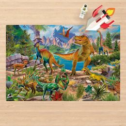 Kork-Teppich - T-Rex und Parasaurolophus - Illustration bunt Korkmatte Dinosaurier Kinderzimmer Baby M&auml;dchen Jungen