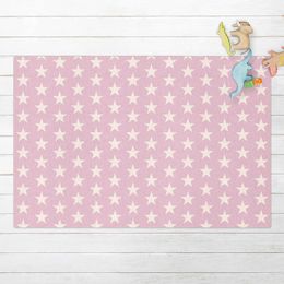 Bilderwelten Kork-Teppich Illustration rosa Korkmatte - Wei&szlig;e Sterne auf Rosa - Deko Kinderzimmer Baby M&auml;dchen Jungen