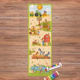 Bilderwelten Kork-Teppich Illustration bunt Korkmatte - Bauernhof - Landarbeit macht Spa&szlig; - Bauernhof Kinderzimmer Baby M&auml;dchen Jungen