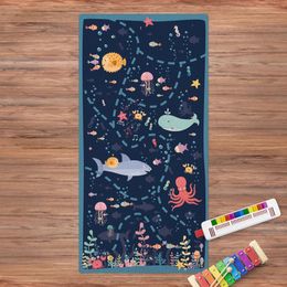 Bilderwelten Kork-Teppich Illustration bunt Strand Korkmatte - Unterwasser - Auf Entdeckungstour - Unterwasser Kinderzimmer Baby M&auml;dchen Jungen