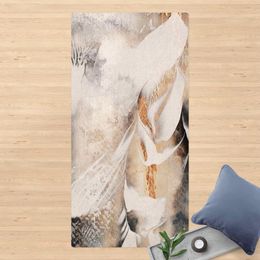 Bilderwelten Kork-Teppich Abstrakt gold originell Aquarell - Goldene abstrakte Wintermalerei - Deko Wohnzimmer Schlafzimmer