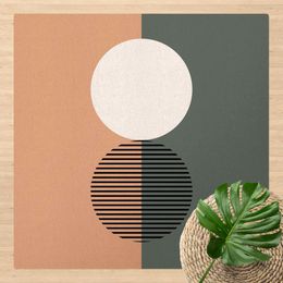 Bilderwelten Kork-Teppich Abstrakt blau Korkmatte - Bauhaus Ulm Blau - Geometrisch Wohnzimmer Schlafzimmer