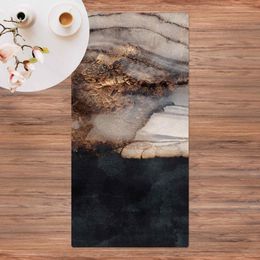Bilderwelten Kork-Teppich Abstrakt schwarz originell Aquarell - Goldener Marmor gemalt - Deko Wohnzimmer Schlafzimmer