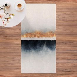 Bilderwelten Kork-Teppich Abstrakt gold originell Aquarell - Goldener Horizont Aquarell - Deko Wohnzimmer Schlafzimmer