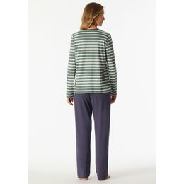 Schiesser Damen Schlafanzug "Casual Essentials", Gr. 38, bunt, Single Jersey, Obermaterial: 100% Baumwolle, Homewear-Sets, Baumwolle, V-Ausschnitt,