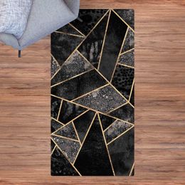 Bilderwelten Kork-Teppich Abstrakt schwarz originell Aquarell - Graue Dreiecke Gold - Geometrisch Wohnzimmer Schlafzimmer