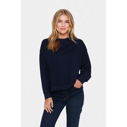 Saint Tropez Damen Sweatshirt "LilaaSZ Sweatshirt", blau, Gr. XS, unifarben, Sweatware, Obermaterial: 60% Baumwolle, 40% Polyester, Sweatshirts