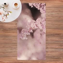 Bilderwelten Kork-Teppich Motiv braun Blumen Korkmatte - Kirschbl&uuml;te im Violetten Licht - Kirschbl&uuml;te Wohnzimmer Schlafzimmer