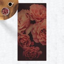 Bilderwelten Kork-Teppich Motiv rosa Blumen Korkmatte - Rosentr&auml;ume - Rose Wohnzimmer Schlafzimmer