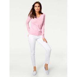 Damen Strickpullover "V-Pullover", rosa, Gr. 40, Rick Cardona BY HEINE, unifarben, 100% Baumwolle, Pullover