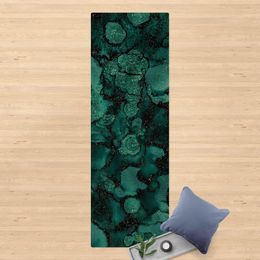 Bilderwelten Kork-Teppich Abstrakt t&uuml;rkis originell Korkmatte - T&uuml;rkise Tropfen mit Glitzer - Deko Wohnzimmer Schlafzimmer