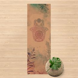 Bilderwelten Kork-Teppich Illustration pastell Spirituell Aquarell - Hand der Fatima Aquarell - Meditation Wohnzimmer Schlafzimmer