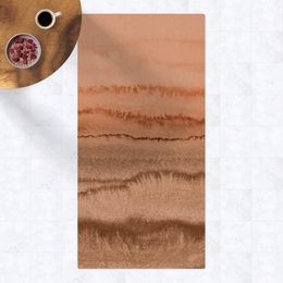 Bilderwelten Kork-Teppich Illustration braun Aquarell - Spiel der Farben Meeresrauschen in Sepia - Deko Wohnzimmer Schlafzimmer