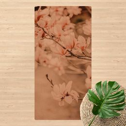 Bilderwelten Kork-Teppich Motiv braun Wald Korkmatte - Magnolienzweige im Vintagestil - B&auml;ume Wohnzimmer Schlafzimmer