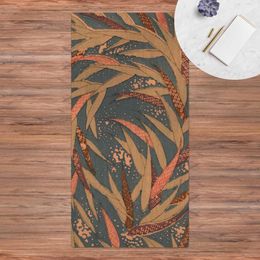 Bilderwelten Kork-Teppich Illustration blau Aquarell - Japanische schwimmende Bl&auml;tter - Deko Wohnzimmer Schlafzimmer