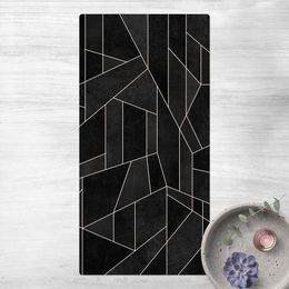 Bilderwelten Kork-Teppich Abstrakt schwarz weiss originell Korkmatte - Schwarz Wei&szlig; Geometrie Aquarell - Geometrisch Wohnzimmer Schlafzimmer