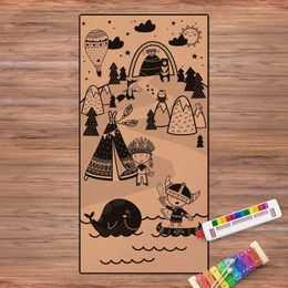 Bilderwelten Kork-Teppich Illustration schwarz weiss Korkmatte - Wikinger - Die Eroberung des Diamanten - Deko Kinderzimmer Baby M&auml;dchen Jungen