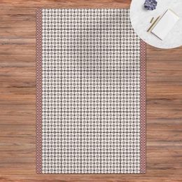 Bilderwelten Kork-Teppich Illustration grau Fliesenoptik - Marokkanische Fliesen Sterne und Quadrate mit Bord&uuml;re - Deko Wohnzimmer Schlafzimmer
