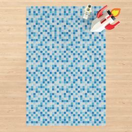 Bilderwelten Kork-Teppich Illustration blau Fliesenoptik - Mosaikfliesen Meeresrauschen - Deko Wohnzimmer Schlafzimmer