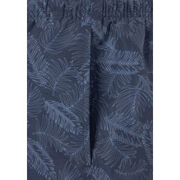 Bruno Banani Herren Badeshorts, blau, Gr. L, bedruckt, Recycling-Polyester, Badehosen, mit floralem Design