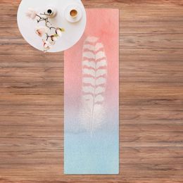 Bilderwelten Kork-Teppich Illustration rosa Federn Aquarell - Leicht wie eine Feder - Feder Wohnzimmer Schlafzimmer