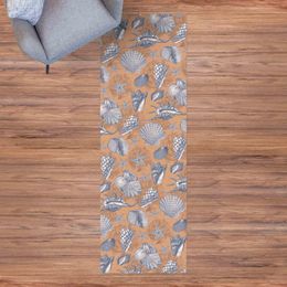 Bilderwelten Kork-Teppich Illustration blau Strand Korkmatte - Muster Nautik Seestern und Muscheln - Landschaft Wohnzimmer Schlafzimmer