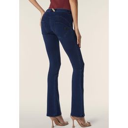 Freddy Damen Leggings "WRUP MINI-FLARE REGULAR", blau, Gr. XS, unifarben, Denim/Jeans, Obermaterial: 84% Baumwolle, 16% Elasthan, Hosen, mit Lifting