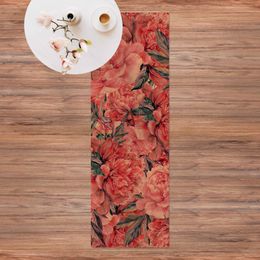 Bilderwelten Kork-Teppich Illustration rot Blumen Aquarell - Zartes Aquarell Rote Pfingstrosen Muster - Rose Wohnzimmer Schlafzimmer