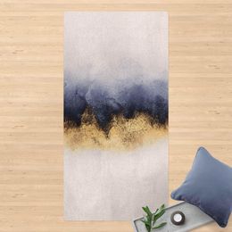 Bilderwelten Kork-Teppich Abstrakt gold originell Aquarell - Wolkenhimmel mit Gold - Deko Wohnzimmer Schlafzimmer