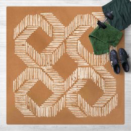 Kork-Teppich - Sandfarbene moderne Geometrie II - Abstrakt beige originell Korkmatte Geometrisch Wohnzimmer Schlafzimmer