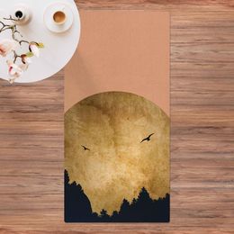 Bilderwelten Kork-Teppich modern gold Wald Aquarell - Goldmond im Wald - B&auml;ume Wohnzimmer Schlafzimmer