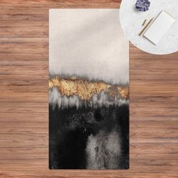 Bilderwelten Kork-Teppich Abstrakt gold originell Aquarell - Goldspuren in Aquarell - Deko Wohnzimmer Schlafzimmer
