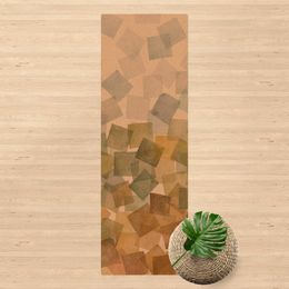 Kork-Teppich - Fallende W&uuml;rfel - Abstrakt beige Korkmatte Geometrisch Wohnzimmer Schlafzimmer