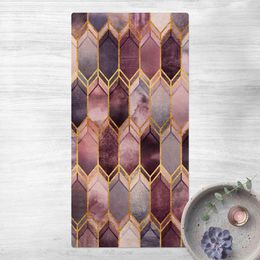 Bilderwelten Kork-Teppich Abstrakt rosa originell Aquarell - Glasmalerei geometrisch Ros&eacute; Gold - Geometrisch Wohnzimmer Schlafzimmer