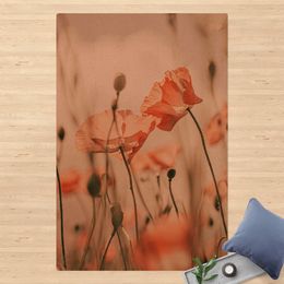 Bilderwelten Kork-Teppich Motiv rot Korkmatte - Mohnbl&uuml;ten im Sommerwind - Mohn Wohnzimmer Schlafzimmer