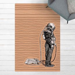 Bilderwelten Kork-Teppich Illustration schwarz Strand Korkmatte - Nautik Vintage Taucher - Unterwasser Wohnzimmer Schlafzimmer
